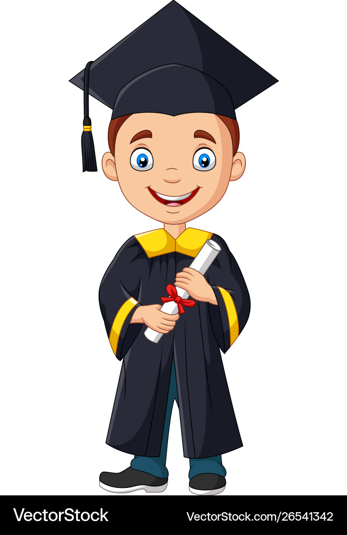 Cartoon boy in graduation costume Royalty Free Vector Image