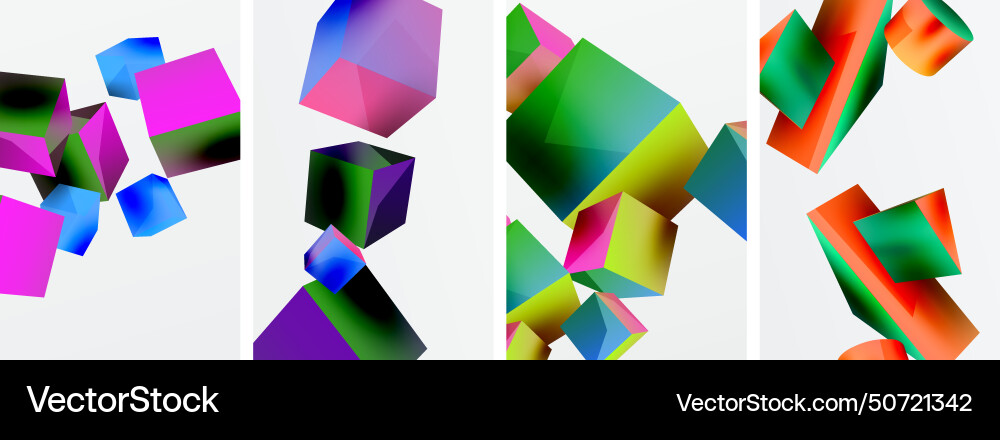 Composition of 3d cubes and other geometric Vector Image