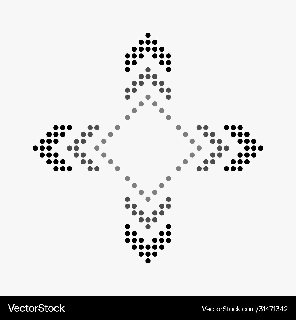 Dot arrow icon halftone effect isolated graphic Vector Image