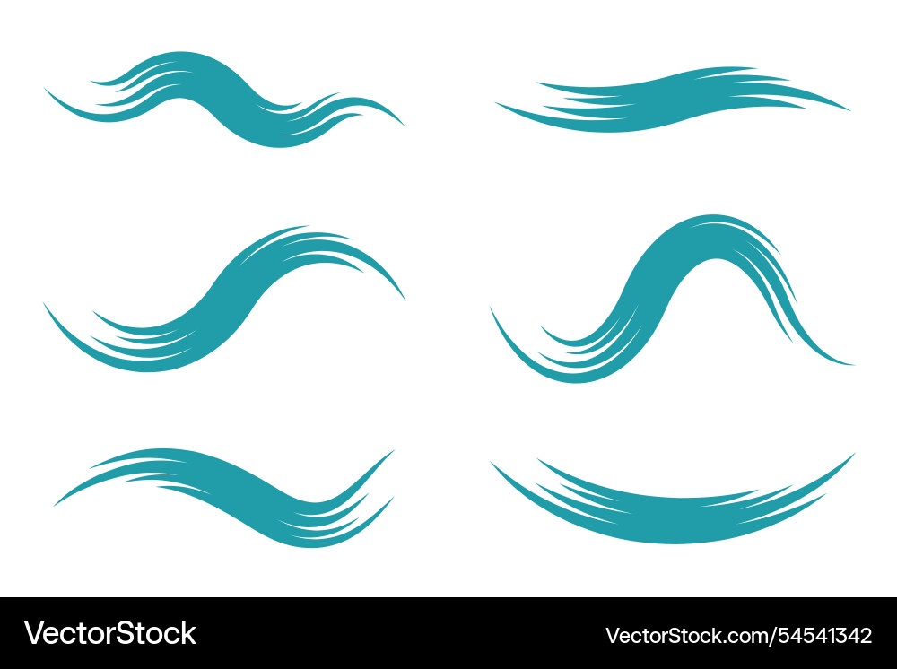 Flowing river water waves icon brush set Vector Image