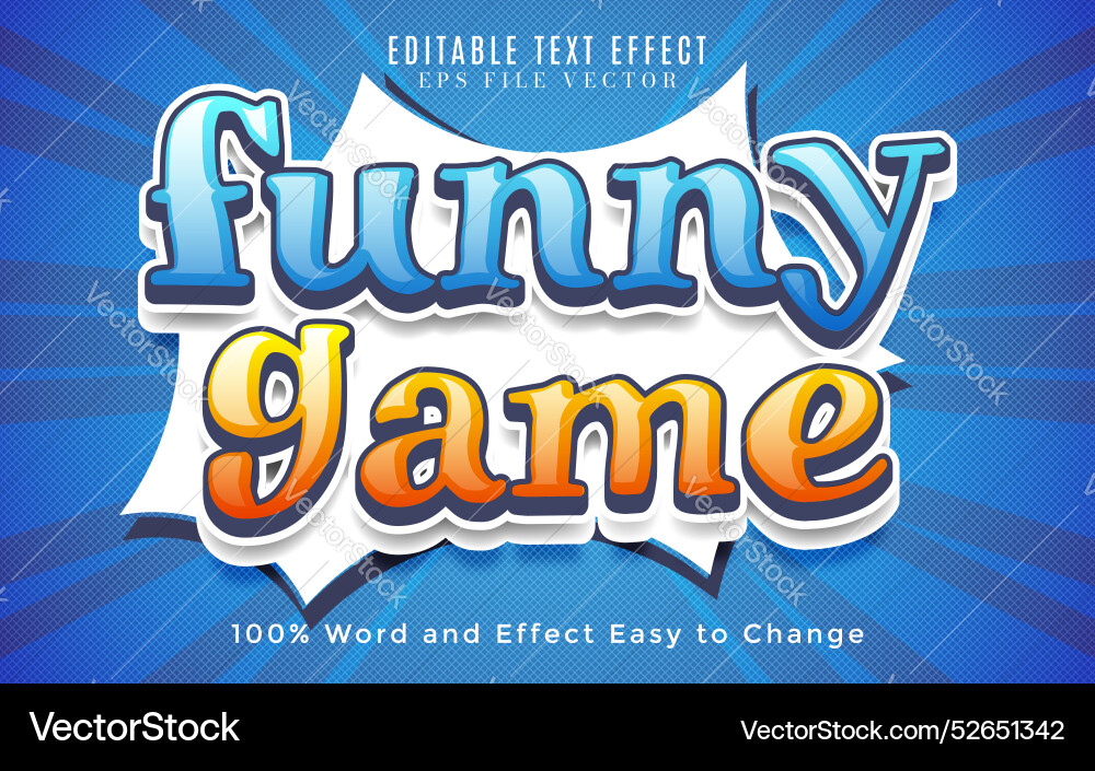 Funny game text editable effect Royalty Free Vector Image