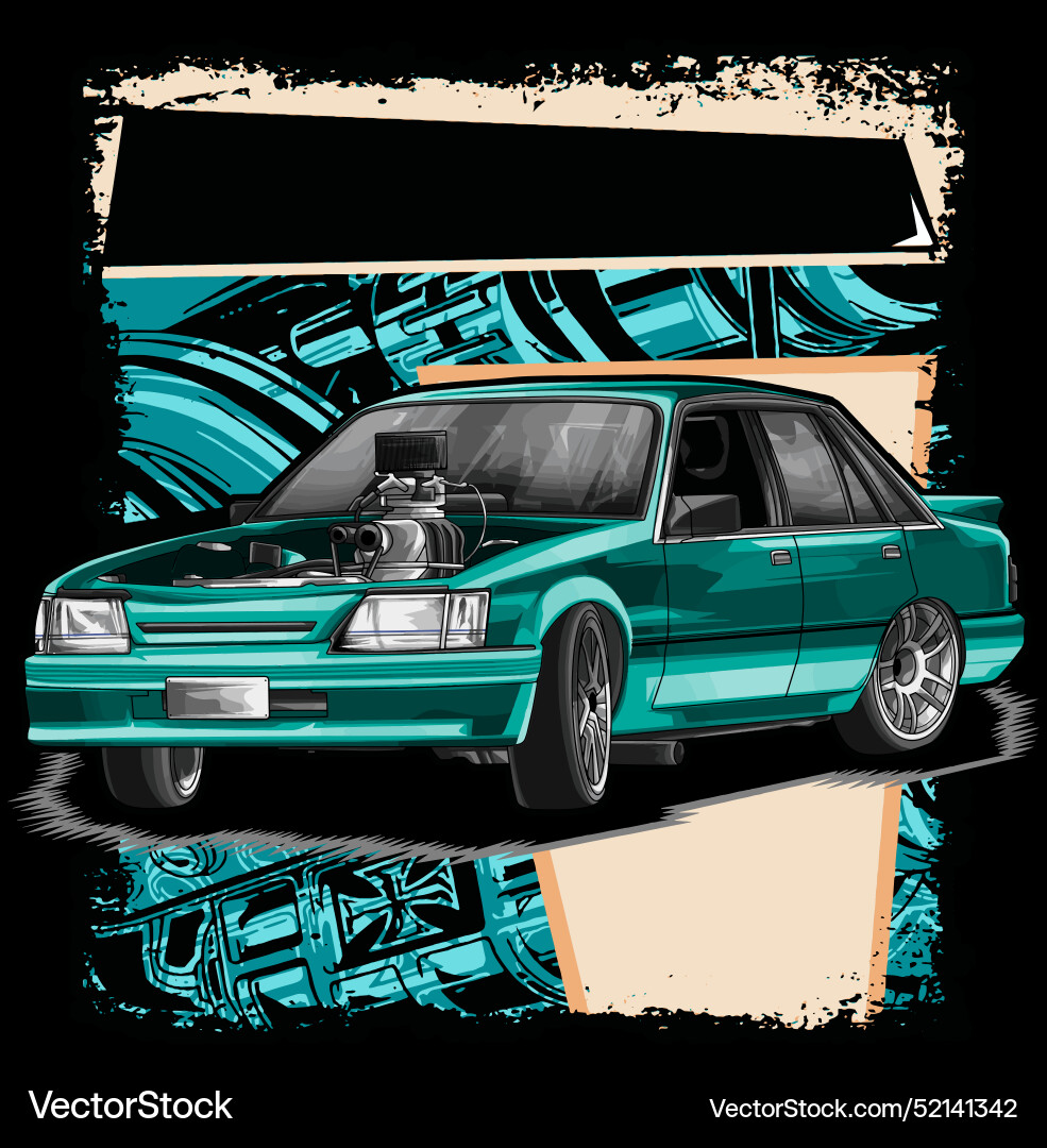 Green drag racing car with black strip Royalty Free Vector