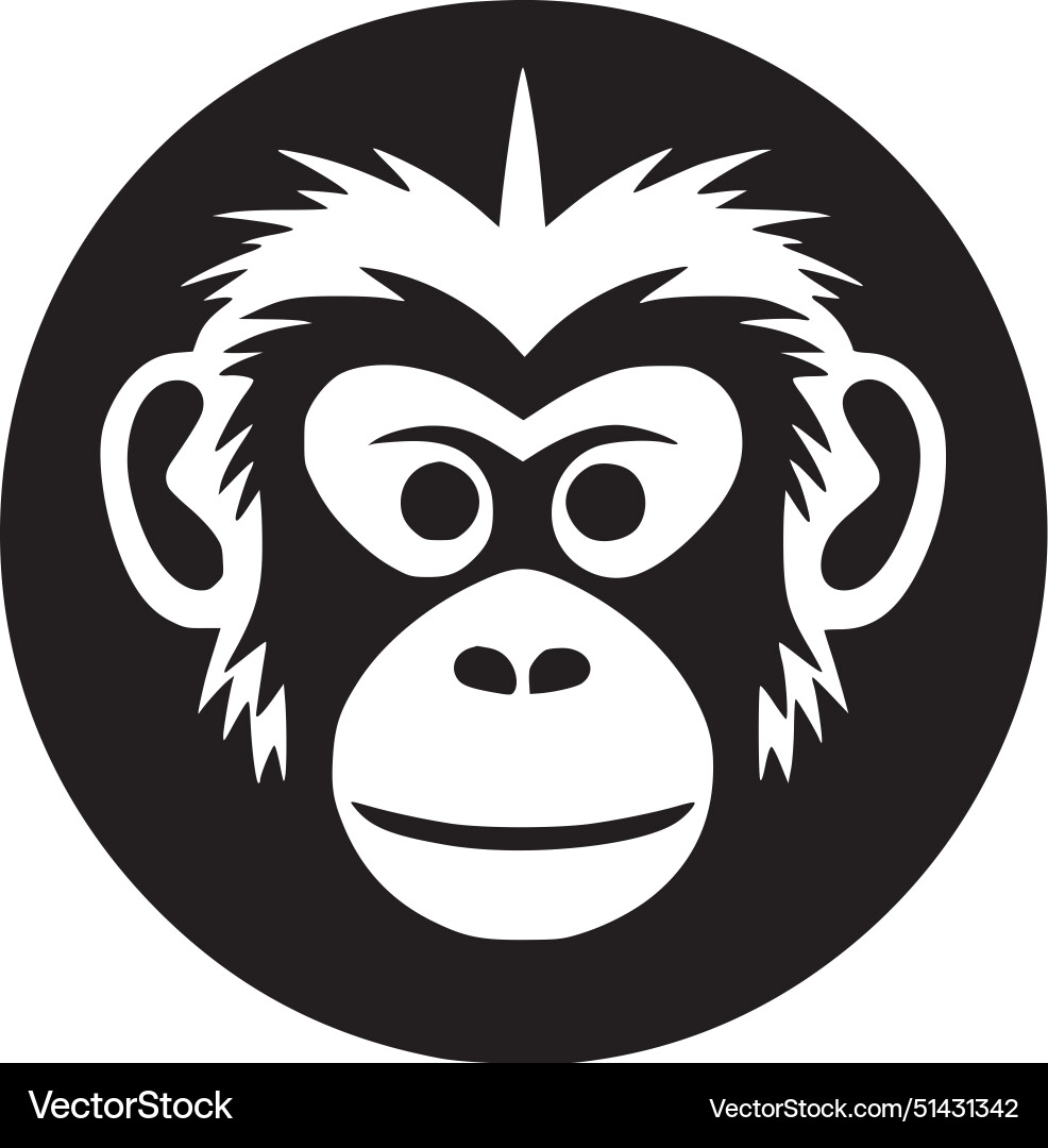 Monkey - black and white isolated icon Royalty Free Vector