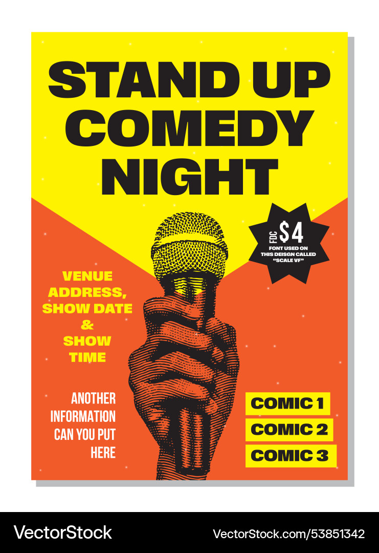 Open mic night or stand up comedy show poster Vector Image