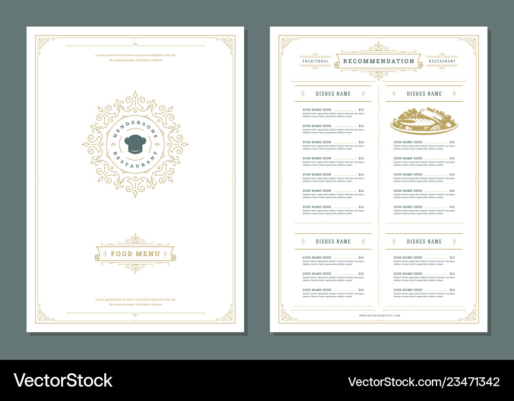 Restaurant menu design and logo brochure Vector Image