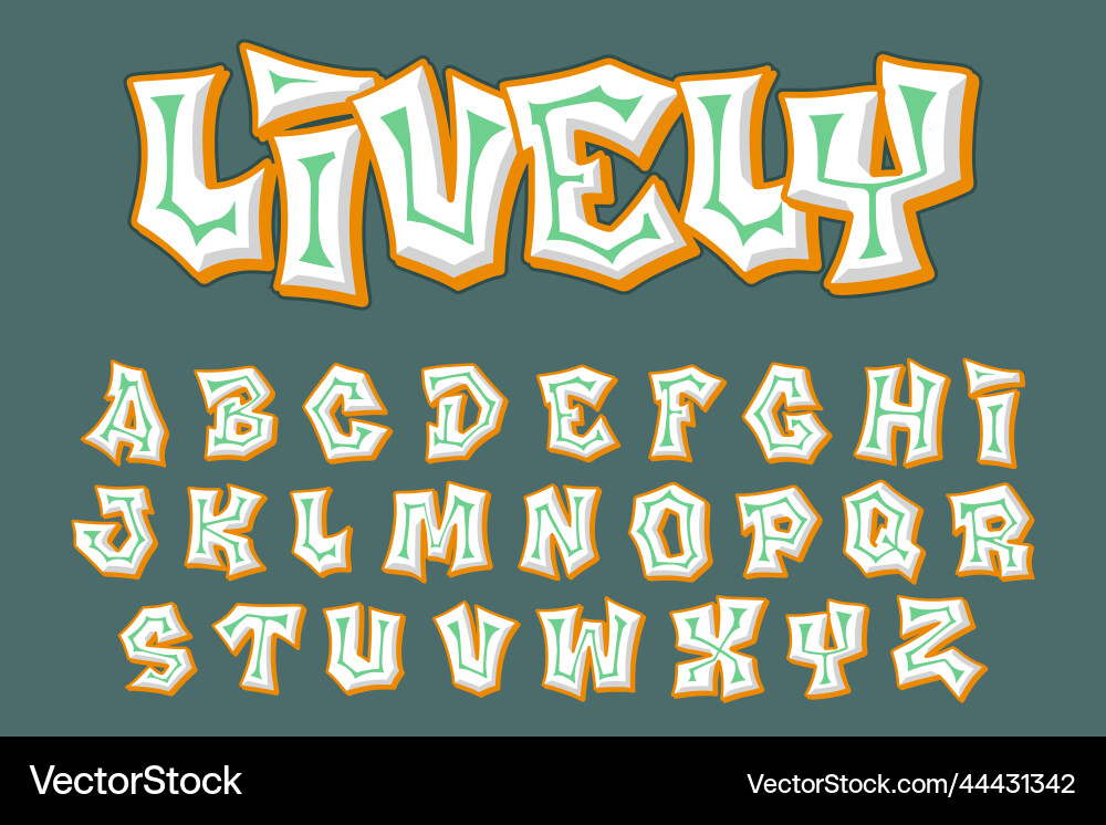 Sharp street alphabet graffiti text letters Vector Image