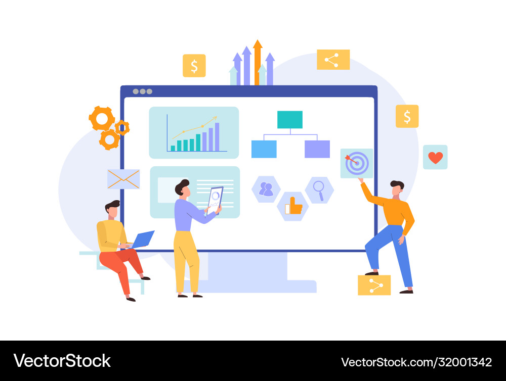Strategy website seo analytics Royalty Free Vector Image