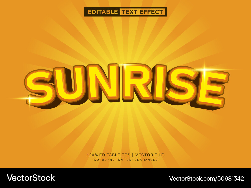 Sunrise text effect editable template Royalty Free Vector