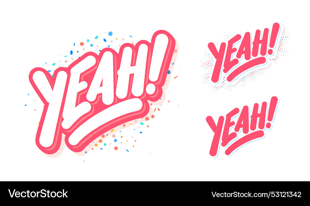 Yeah handwritten lettering set of three Royalty Free Vector