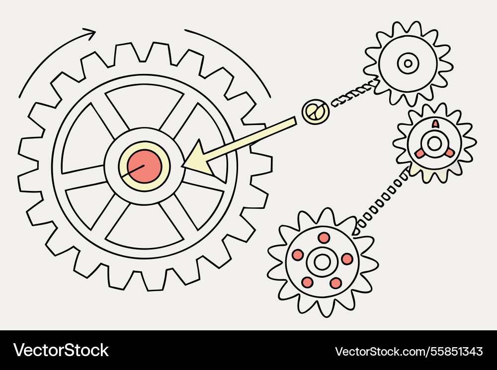 A creative digital depiction of an atom and gears Vector Image