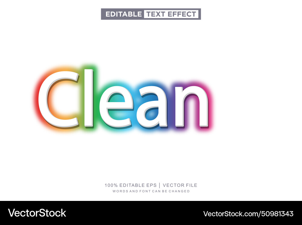 Clean text effect editable template Royalty Free Vector