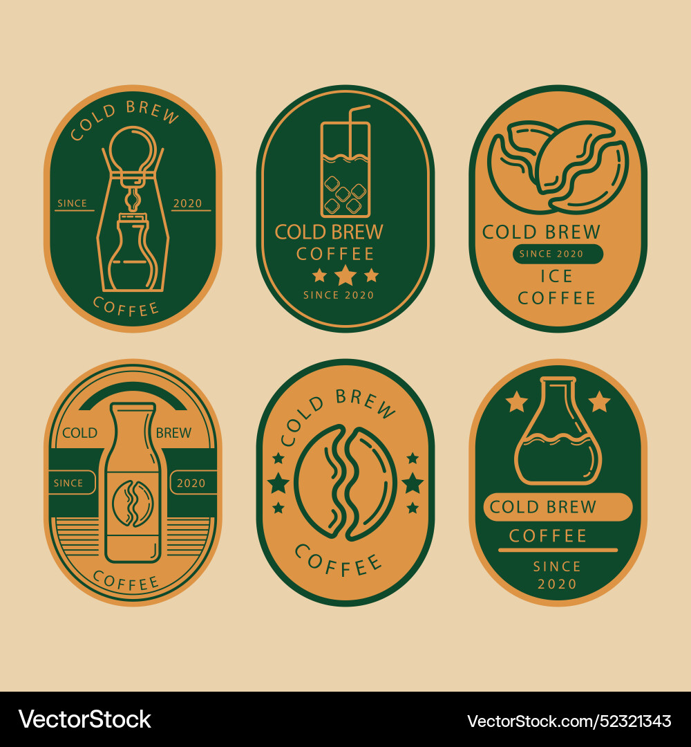 Cold brew coffee labels Royalty Free Vector Image