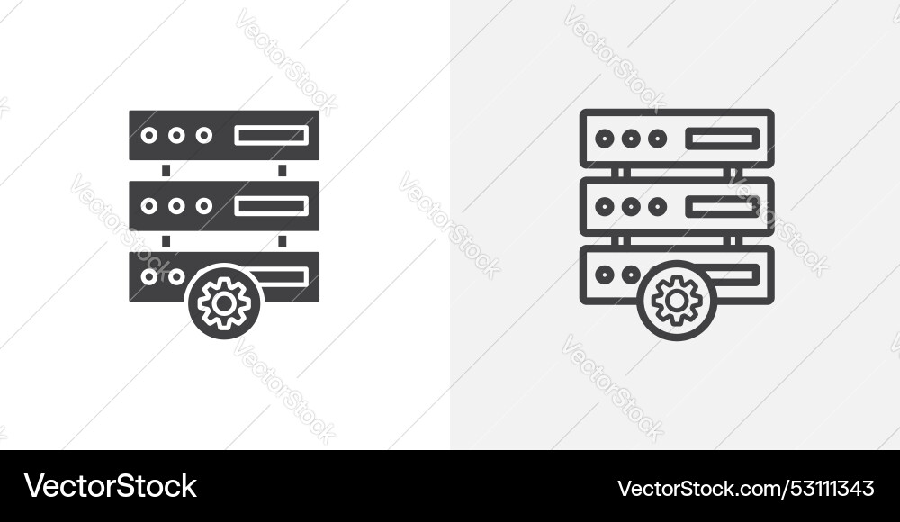 Dedicated server thin line icon set Royalty Free Vector