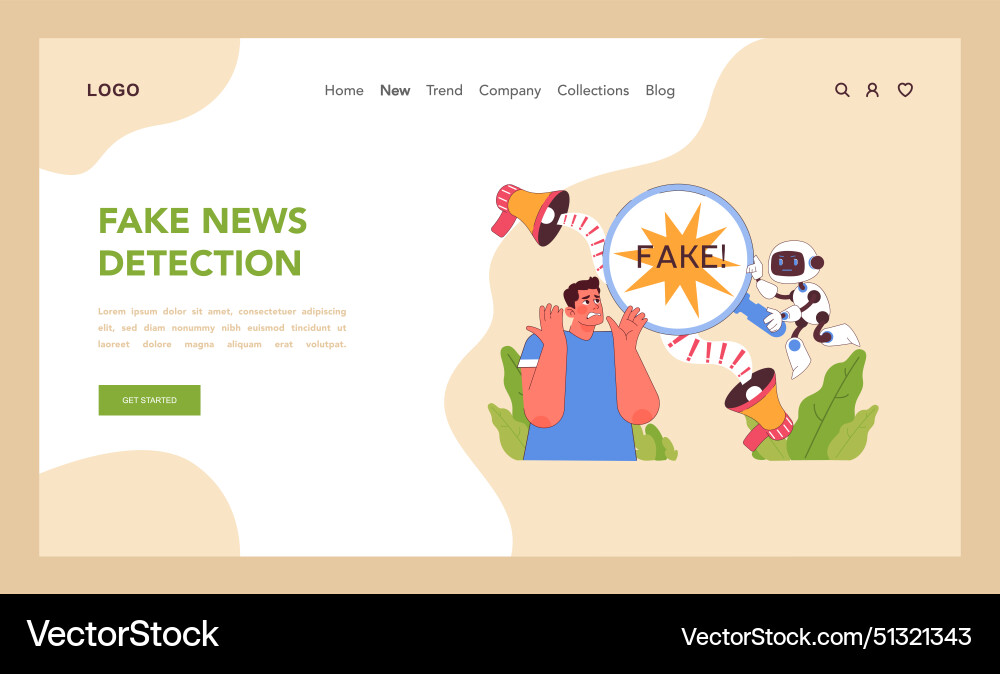 Fake News Detection Concept Flat Royalty Free Vector Image