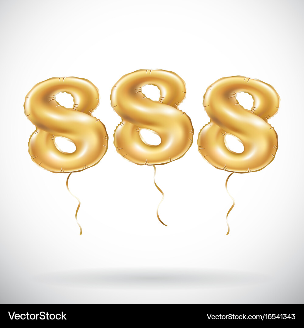 Golden number 888 eight hundred eighty Royalty Free Vector