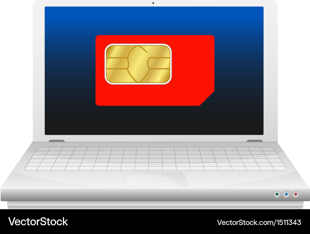 Laptop with sim card Royalty Free Vector Image