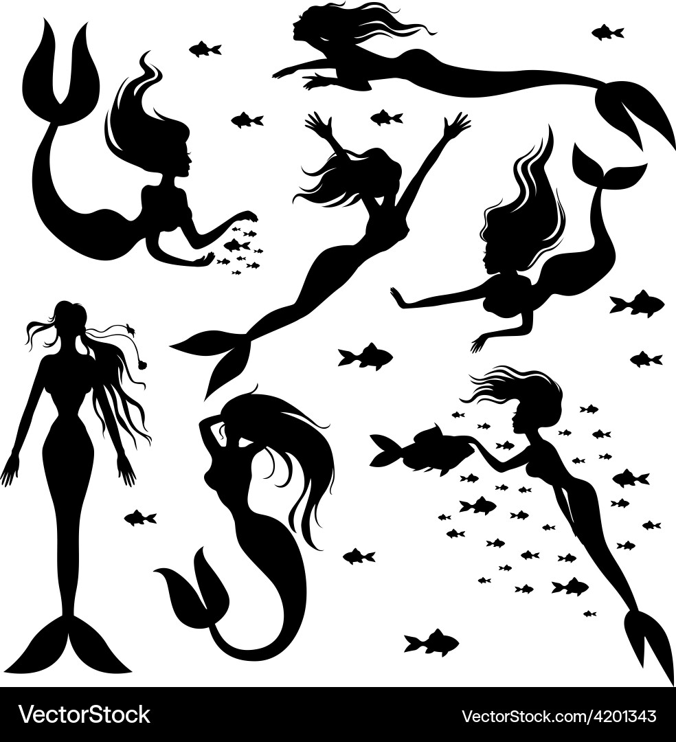 Mermaid set Royalty Free Vector Image - VectorStock