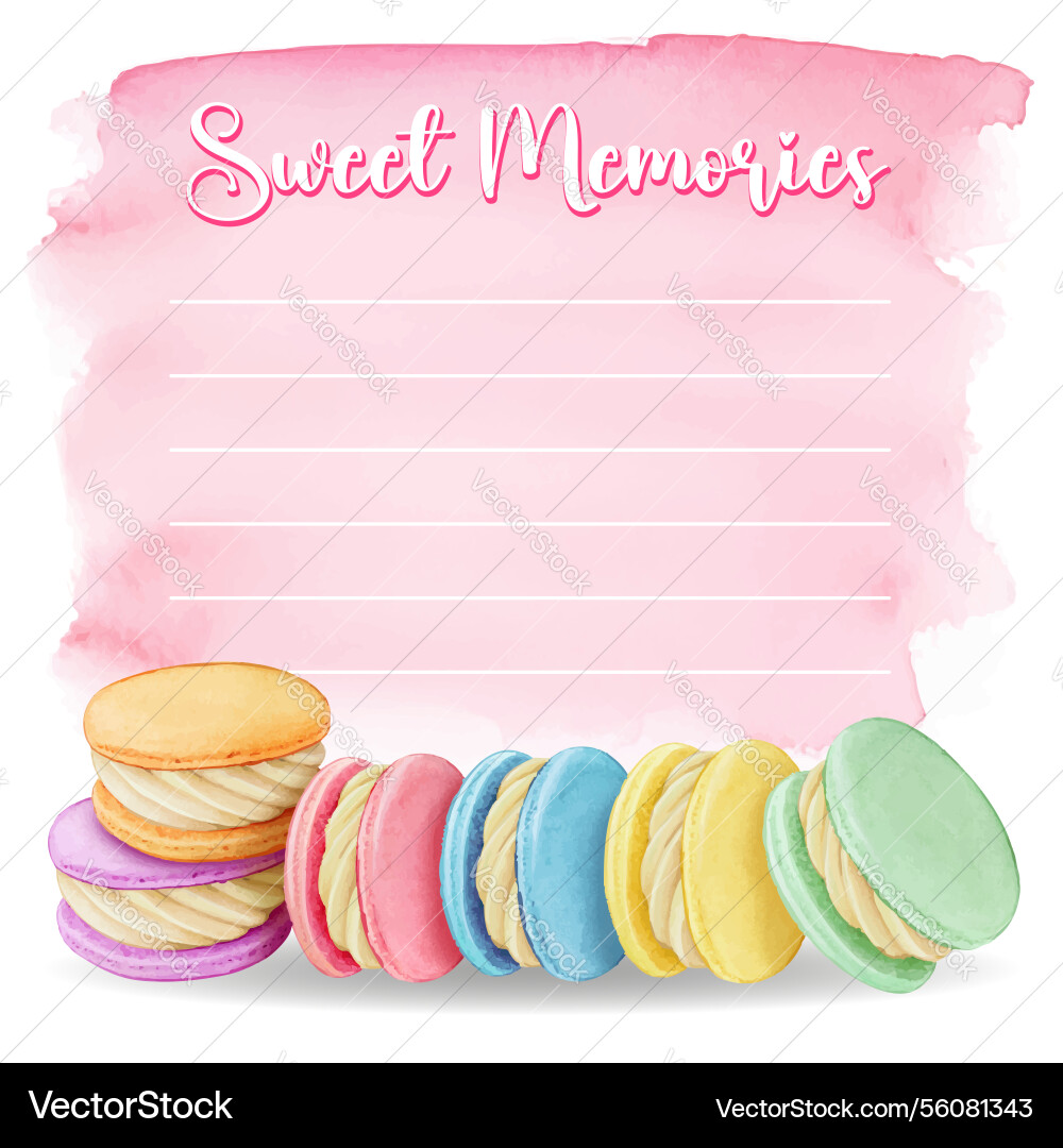 Watercolor hand drawn realistic macaron Royalty Free Vector