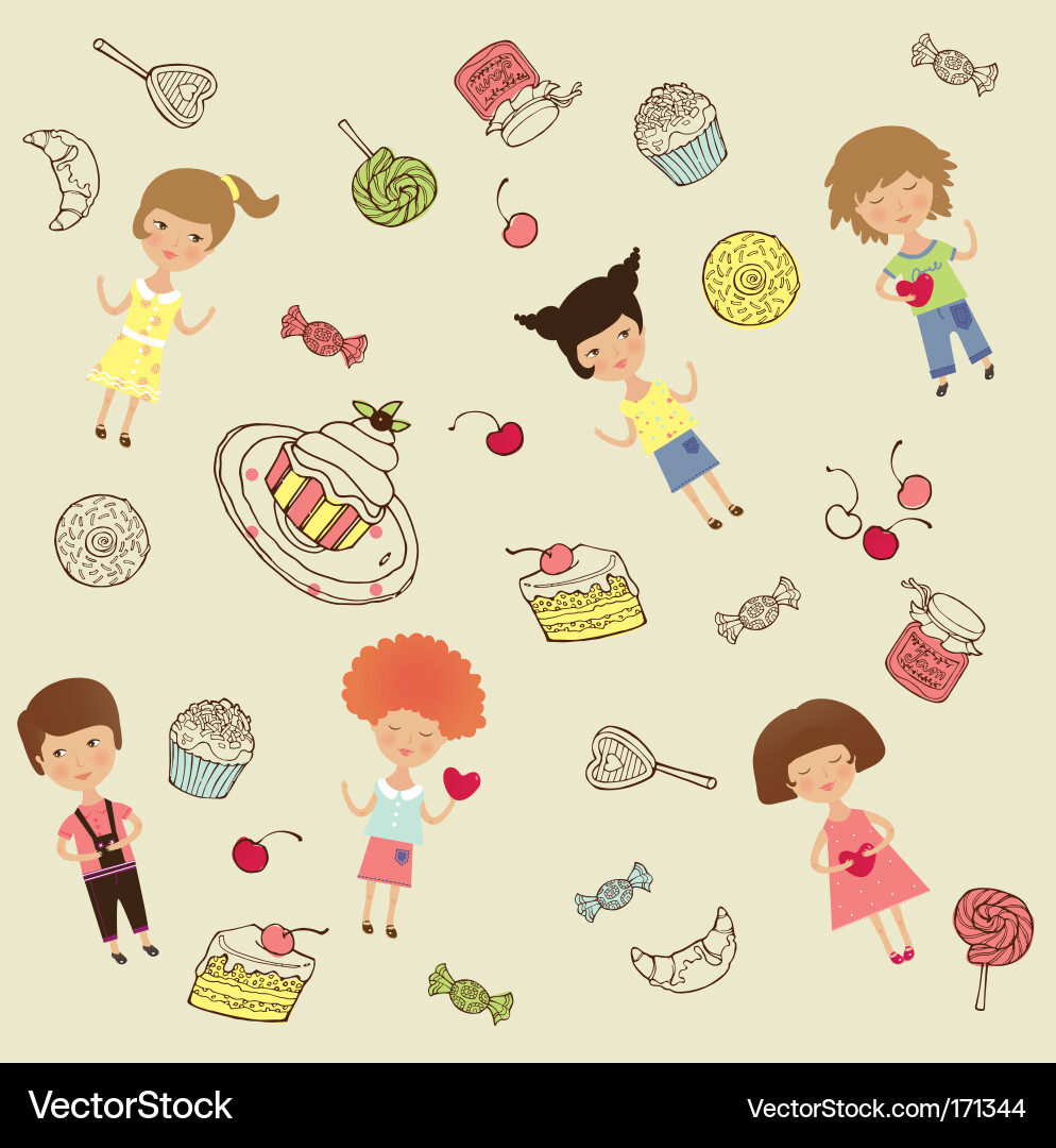 Cakes and sweets cartoon Royalty Free Vector Image