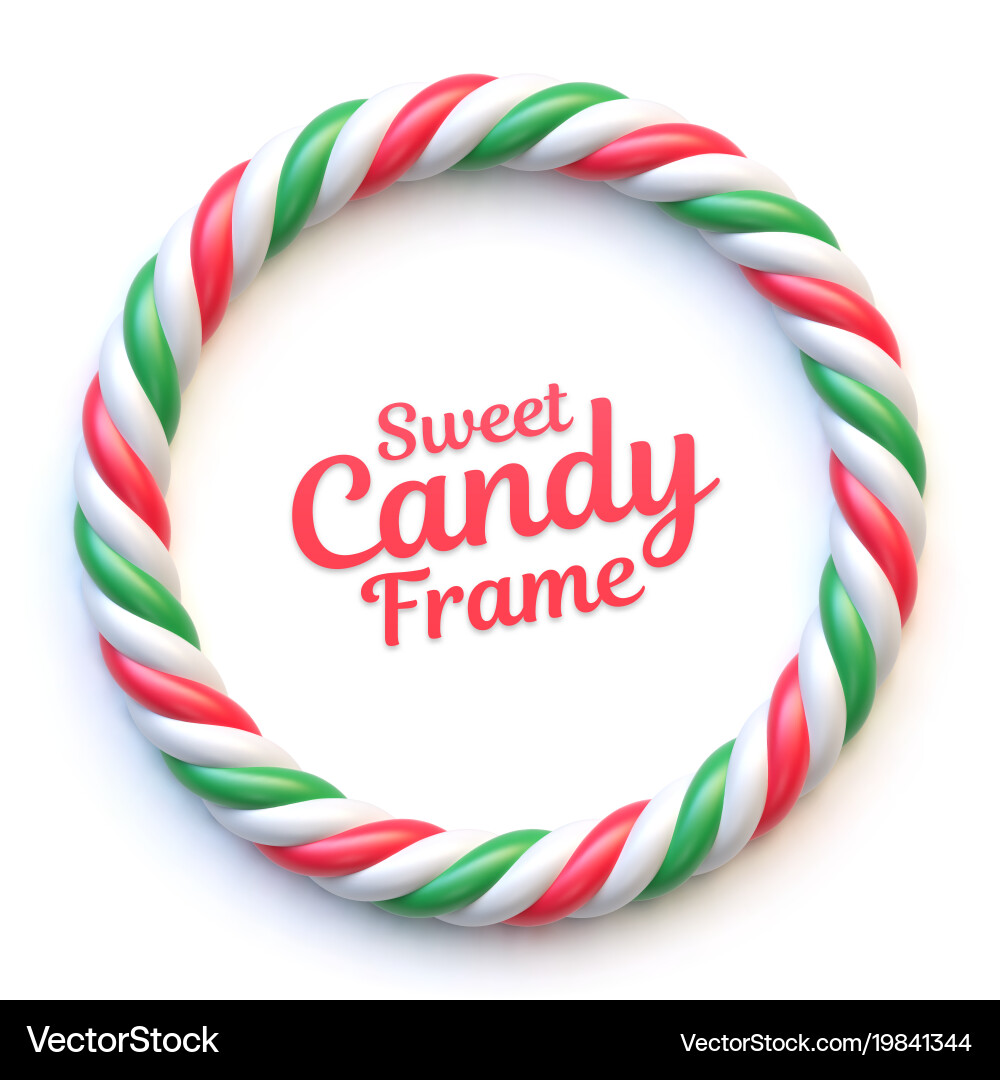 Candy cane circle frame on white background Vector Image