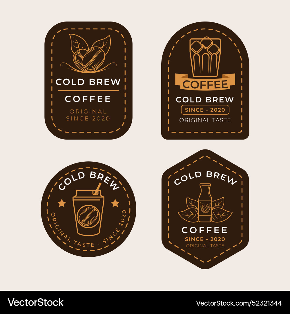 Cold brew coffee labels design Royalty Free Vector Image