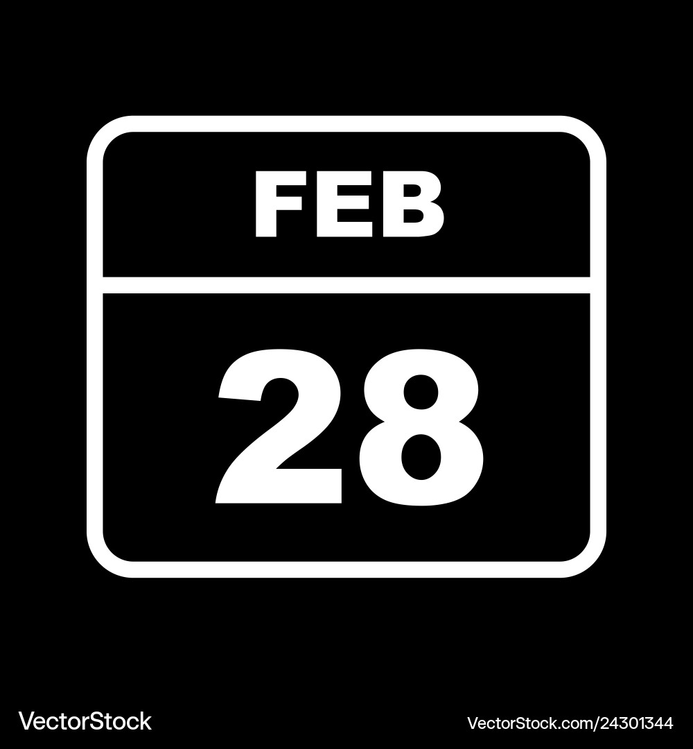 February 28th date on a single day calendar Vector Image
