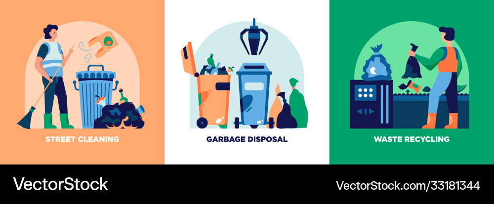 Garbage recycling banners set Royalty Free Vector Image
