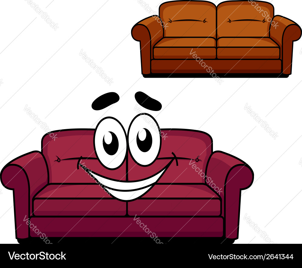 Happy cartoon upholstered couch Royalty Free Vector Image