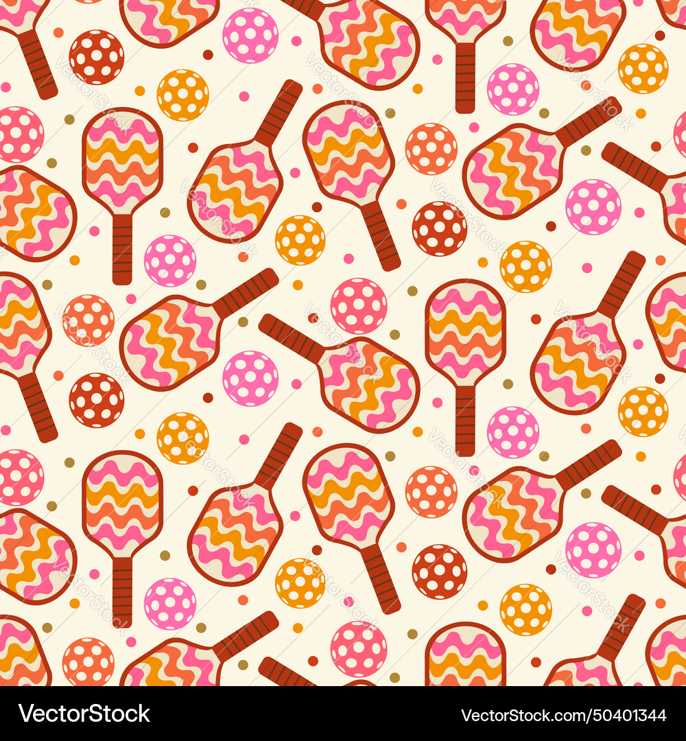 Pickleball paddle with waves seamless pattern Vector Image