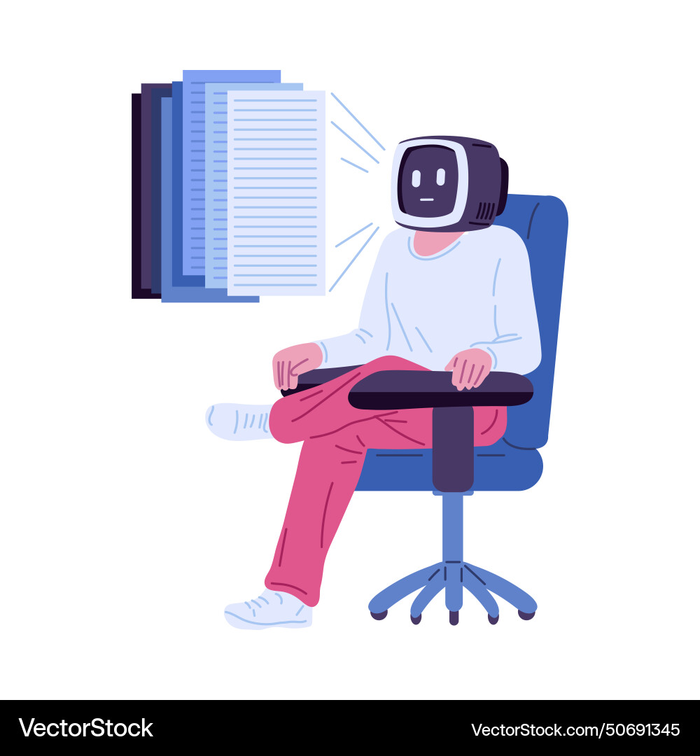 Ai reading digital documents Royalty Free Vector Image