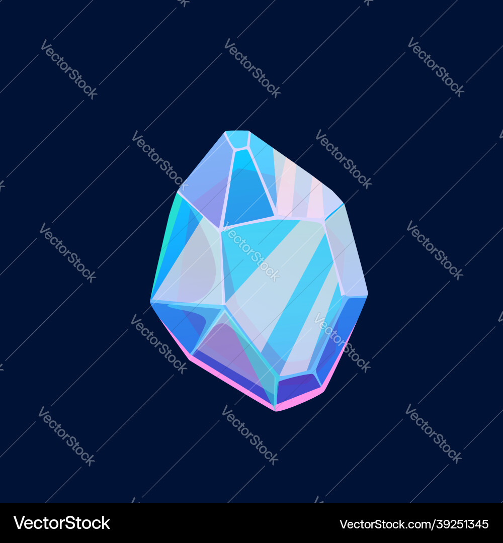 Blue magic crystal unfaceted gem icon Royalty Free Vector