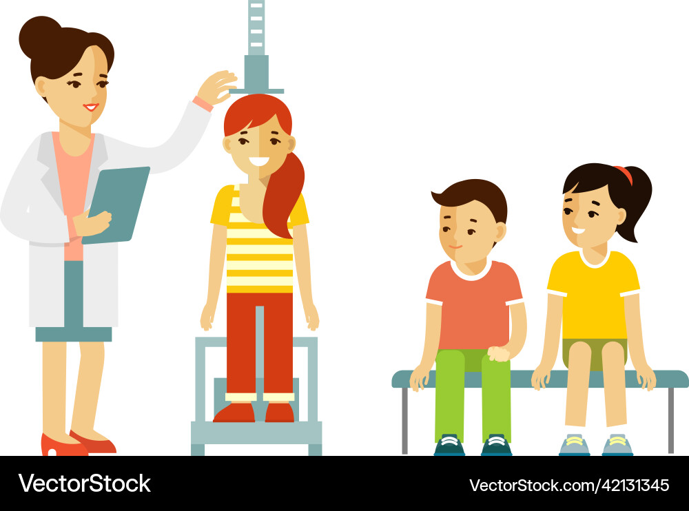 Children height measurement concept doctor Vector Image