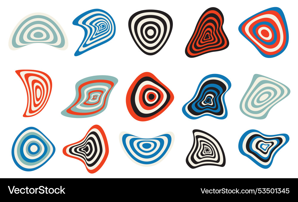Colorful fluid shapes set each isolated on white Vector Image