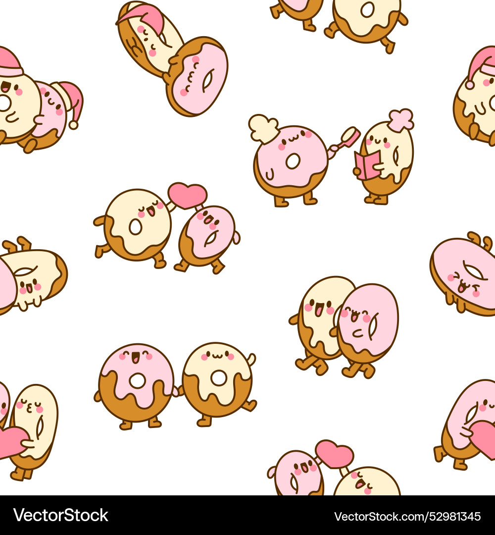 Cute couples donuts friendship Royalty Free Vector Image