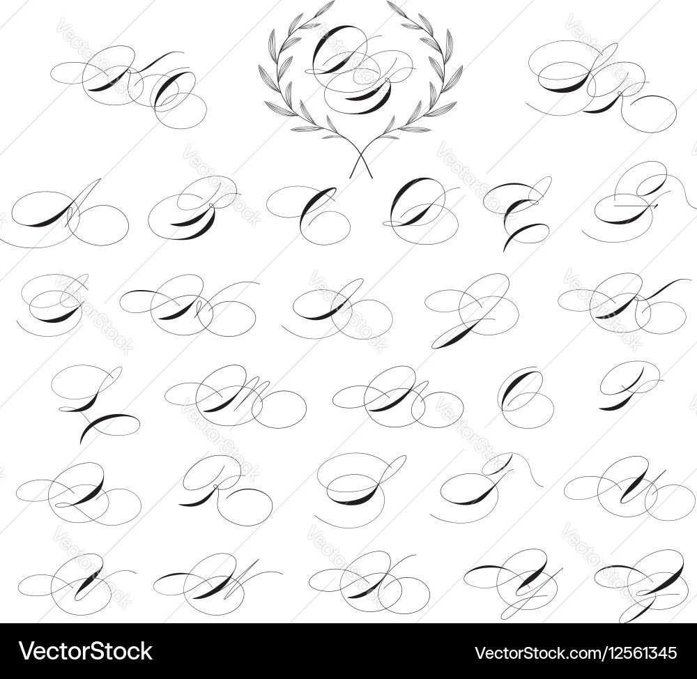 Hand drawn calligraphic alphabet monograms Vector Image