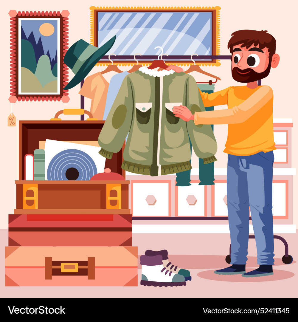 Hand drawn thrift store Royalty Free Vector Image