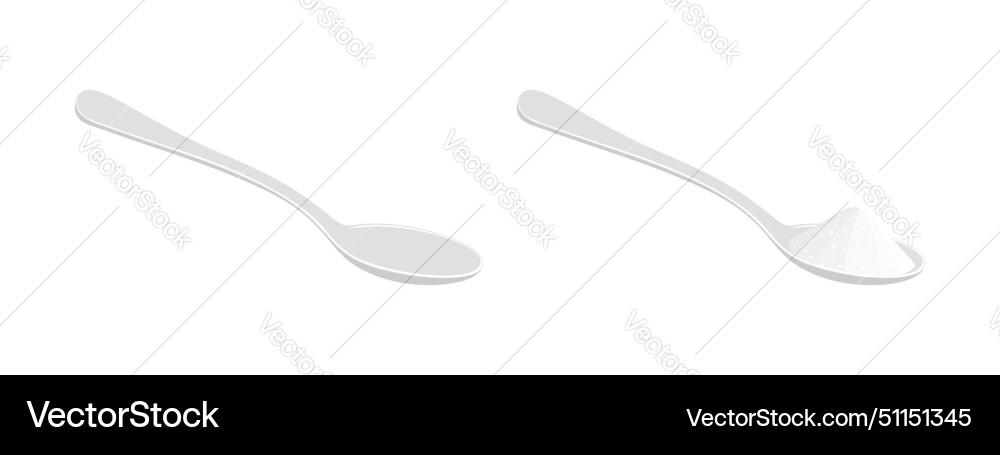 Spoon empty and full with salt sugar Royalty Free Vector