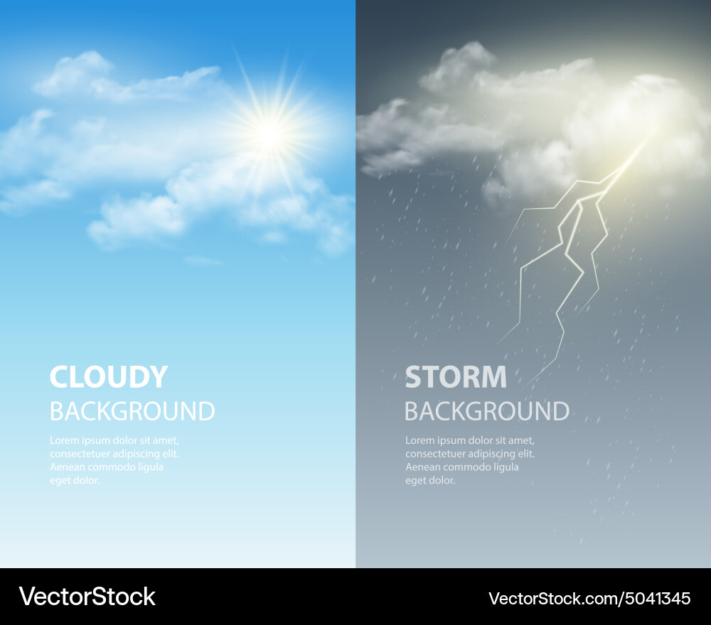Thunder and lightning sun clouds weather Vector Image