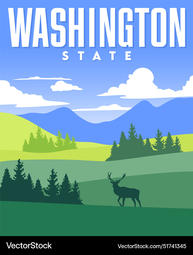Washington state with beautiful sky Royalty Free Vector