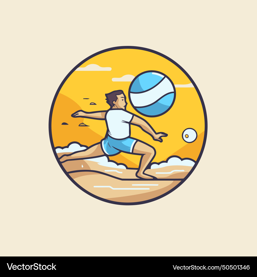 Beach volleyball icon in flat style Royalty Free Vector