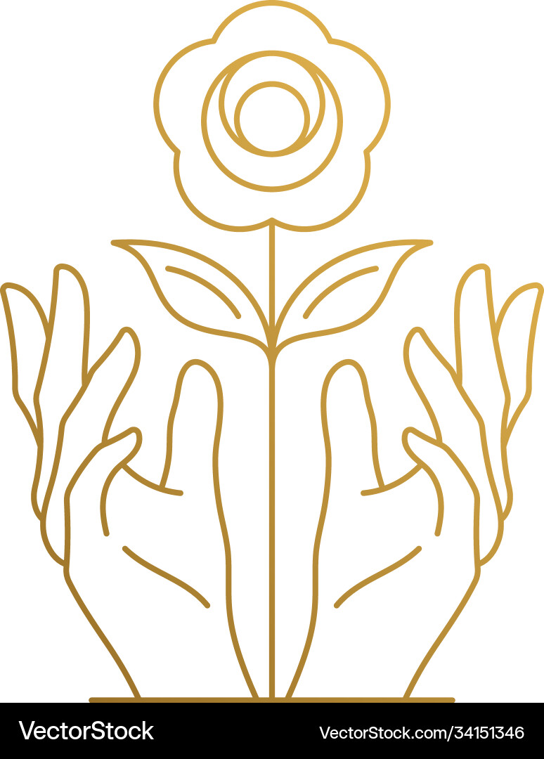 Design flower growing between hands hand Vector Image