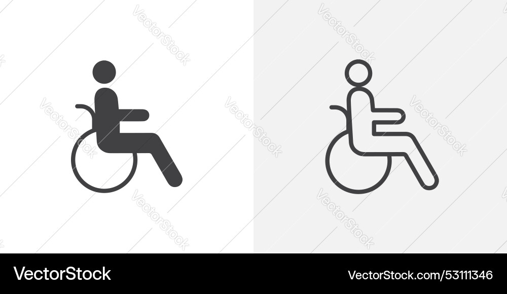 Disabled man thin line icon set Royalty Free Vector Image