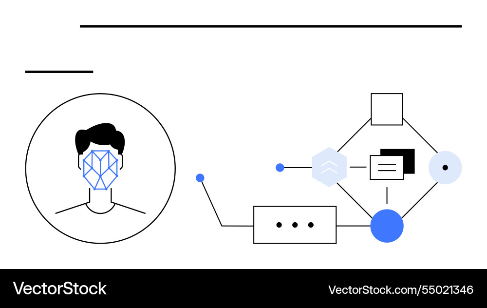 Facial recognition technology connecting user Vector Image