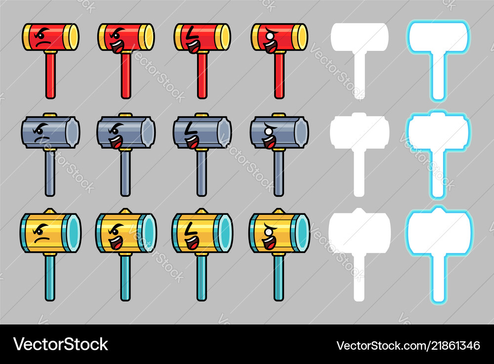 Hammer game sprites Royalty Free Vector Image - VectorStock