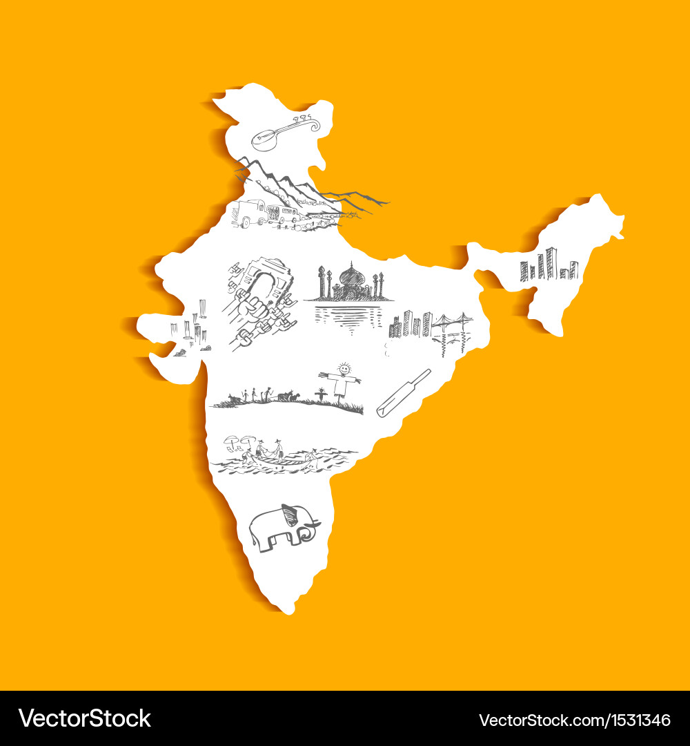 Indian map Royalty Free Vector Image - VectorStock