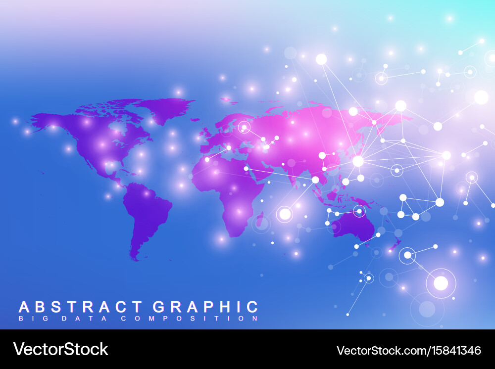 Political world map with global technology Vector Image