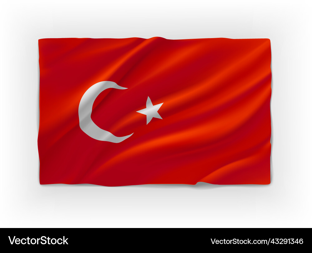 Red flag of turkey 3d object isolated on white Vector Image