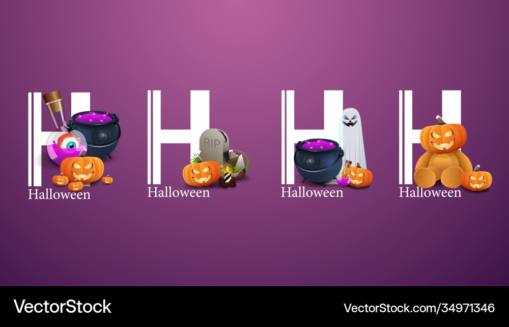 Set modern halloween logos with beautiful Vector Image