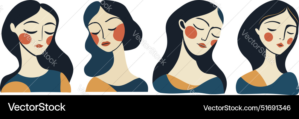 Set of 4 abstract face portraits Royalty Free Vector Image
