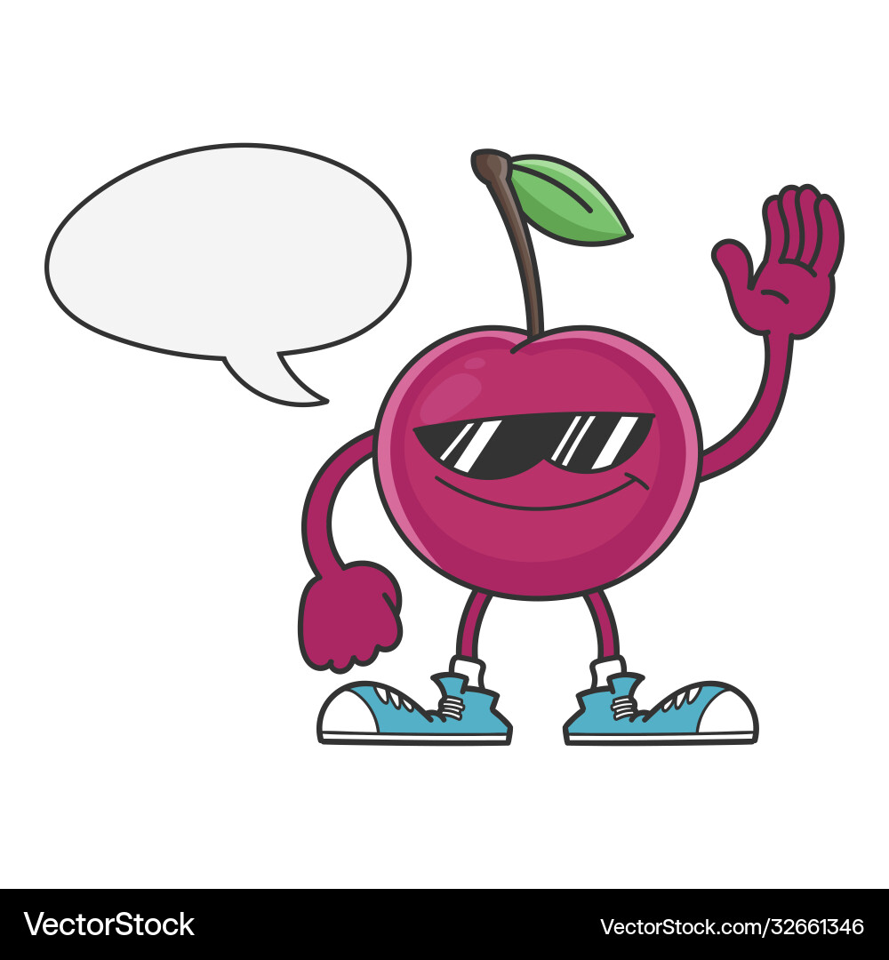 Smiling Kirsche Cartoon mit Sonnenbrille Charakter